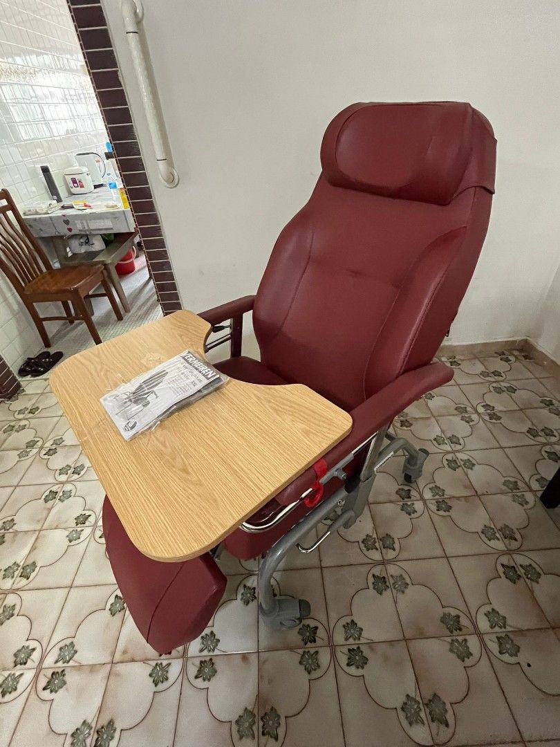 Geriatric chair with lockable wheels, Furniture & Home Living ...