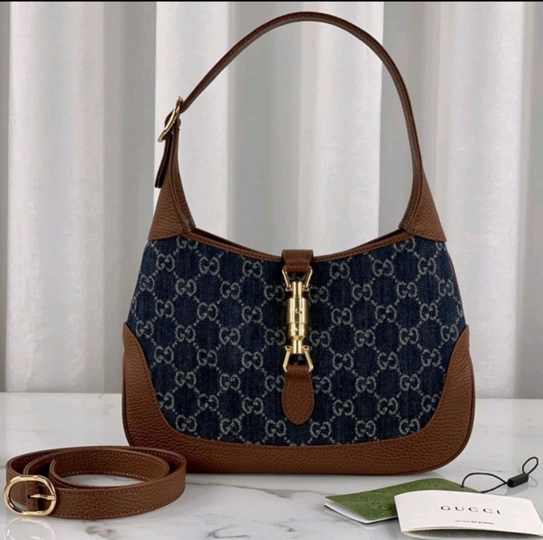 Gucci! Jackie Jacquard Denim Bag, Luxury, Bags & Wallets on Carousell