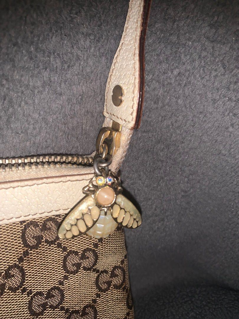 GUCCI Monogram Bumble Bee Charm Pochette, Luxury, Bags & Wallets on ...