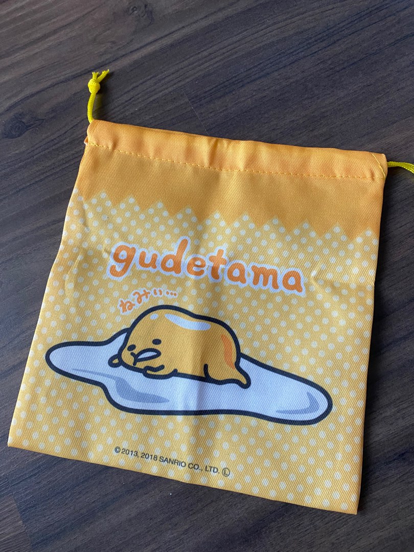 Gudetama drawstring bag, Hobbies & Toys, Collectibles & Memorabilia ...