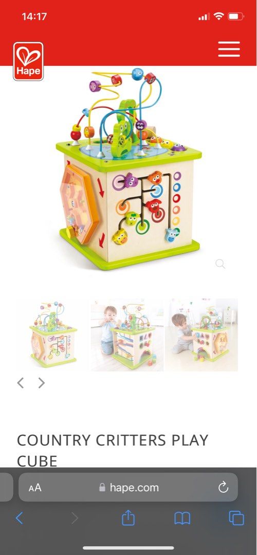 Hape Country Critters Play Cube, Babies & Kids, Infant Playtime on ...
