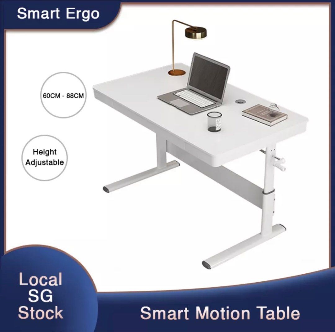 Height adjustable table with Drawers, Furniture & Home Living ...