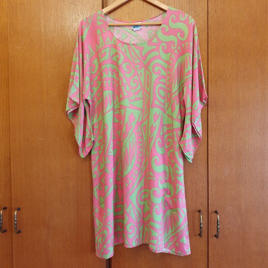 Hula Bay Tifaifai Tatau Print Tunic Dress Cover-up Hawaii Hawaiian ...