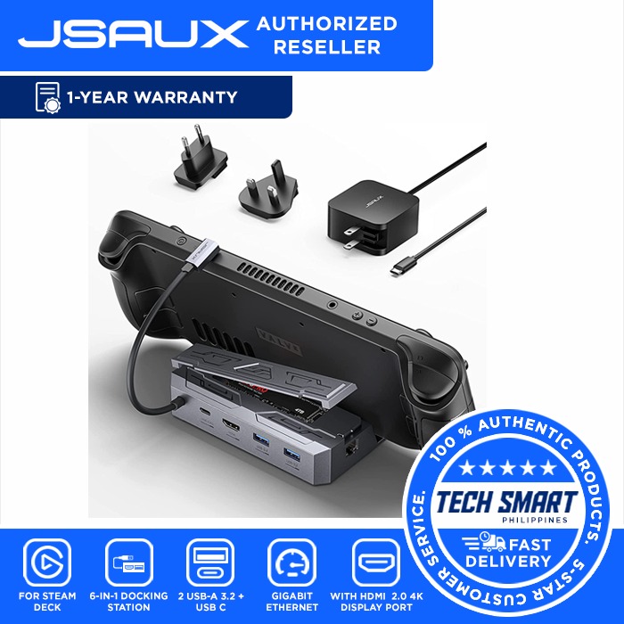 JSAUX M.2 Docking Station with PD 65W AC Adapter Charger Set with HDMI 2.0 4K@60Hz, Ethernet ...