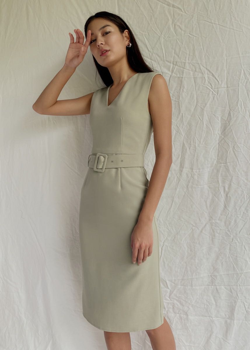Love Bonito Caroline Belted Midi Dress, Women's Fashion, Dresses & Sets ...