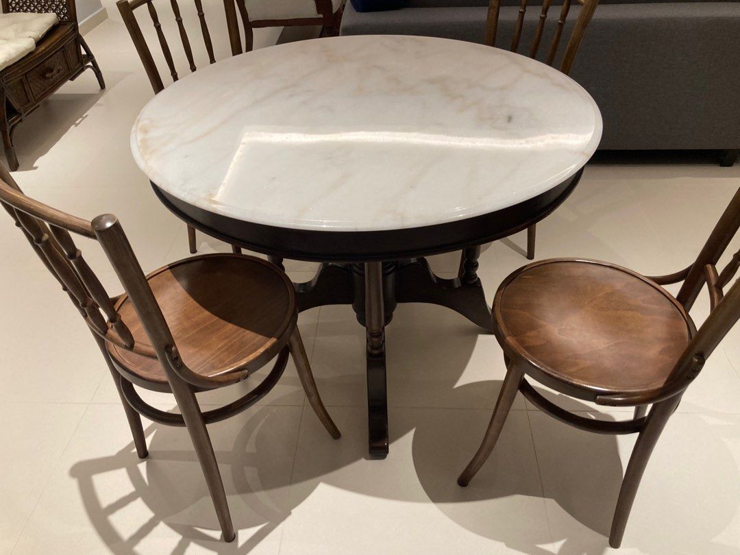 Marble Kopitiam Dining Table Set, Furniture & Home Living, Furniture ...