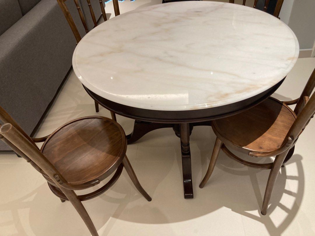 Marble Kopitiam Dining Table Set, Furniture & Home Living, Furniture ...