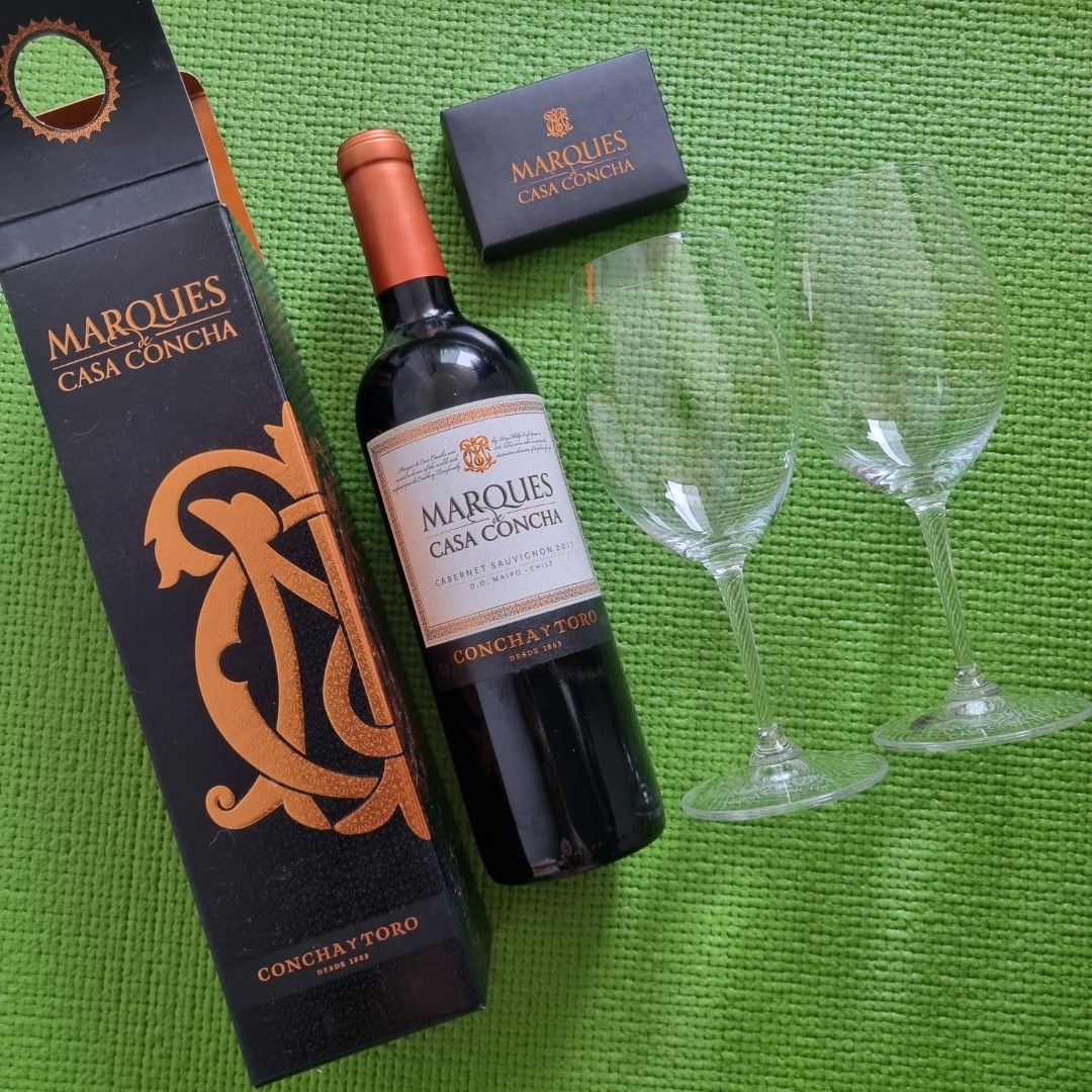 Marques de Casa Concha Cabernet Sauvignon BNIB & 2 Riedel glasses, Food & Drinks, Alcoholic ...