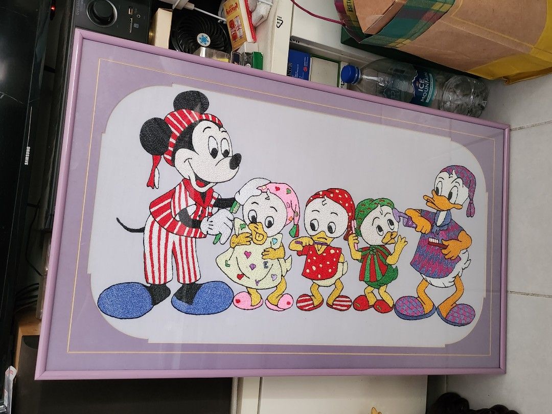 Homemade Micky Mouse and Donald Duck Sewing Art Frame, Furniture & Home ...