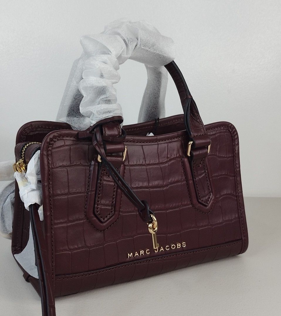 MJ Small Drifter Croc-Embossed Leather Satchel in Syrah, Luxury, Bags ...
