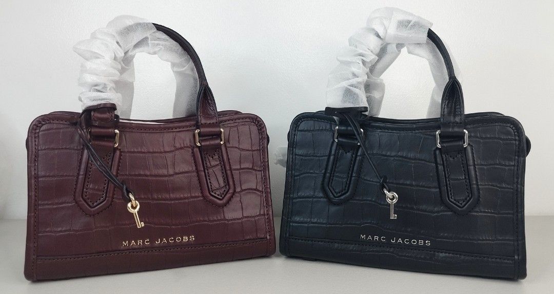 MJ Small Drifter Croc-Embossed Leather Satchel in Syrah, Luxury, Bags ...