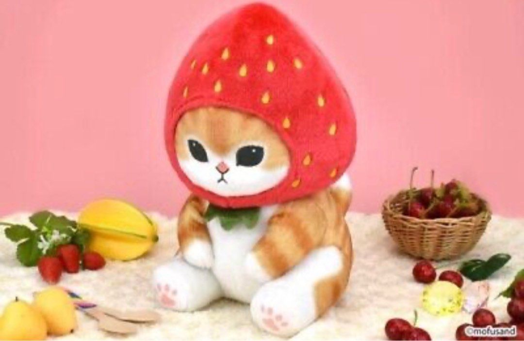 MOFUSAND STRAWBERRY HEAD FRUIT NYAN BIG PLUSH CAT, Hobbies & Toys, Toys & Games on Carousell