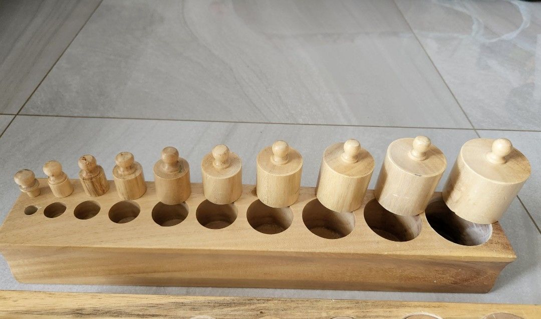 Montessori Wooden Knobbed Cylinders Block Set, Hobbies & Toys, Toys ...