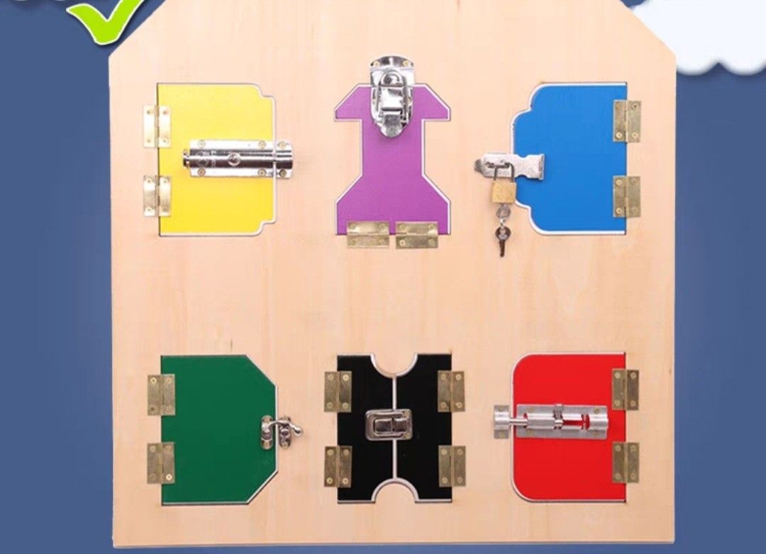 Montessori wooden latch board, Babies & Kids, Infant Playtime on Carousell