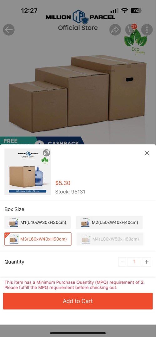 New M3 size Carton box for moving (Avail- 2 boxes), Furniture & Home Living, Home Improvement ...