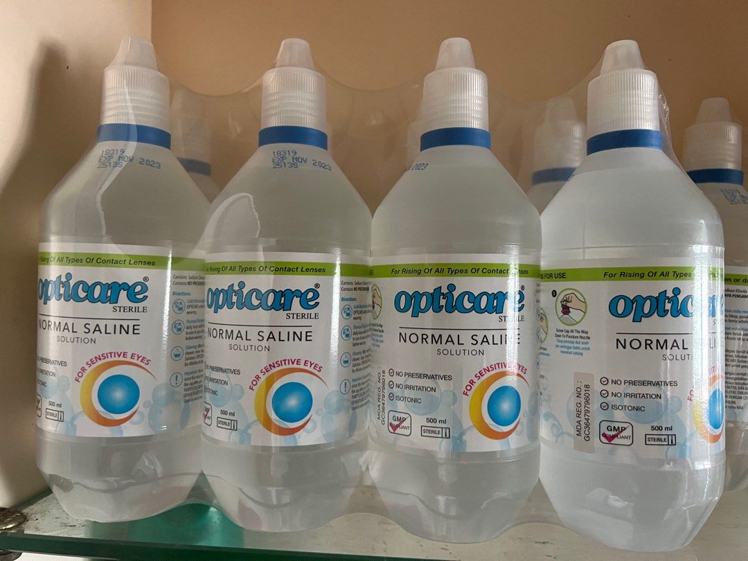 Opticare Normal Saline Solution 500ml, Beauty & Personal Care, Vision ...