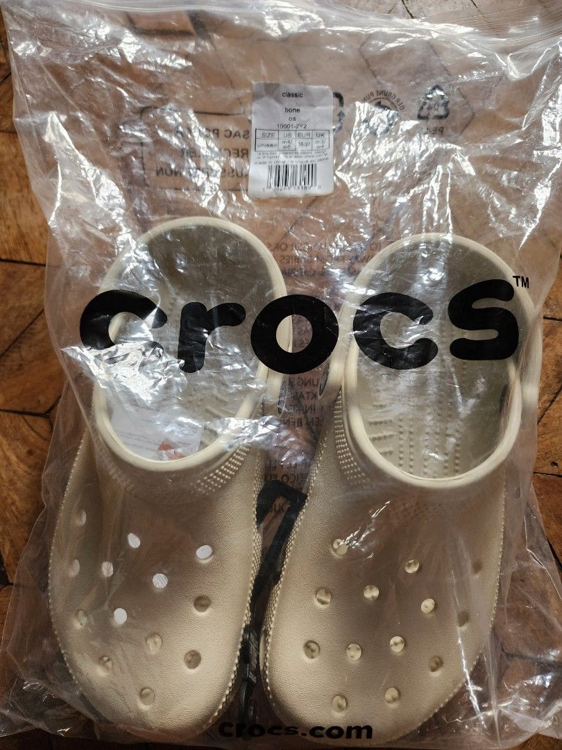 ORIGINAL CROCS CLASSIC CLOG (BONE), Women's Fashion, Footwear, Slippers ...