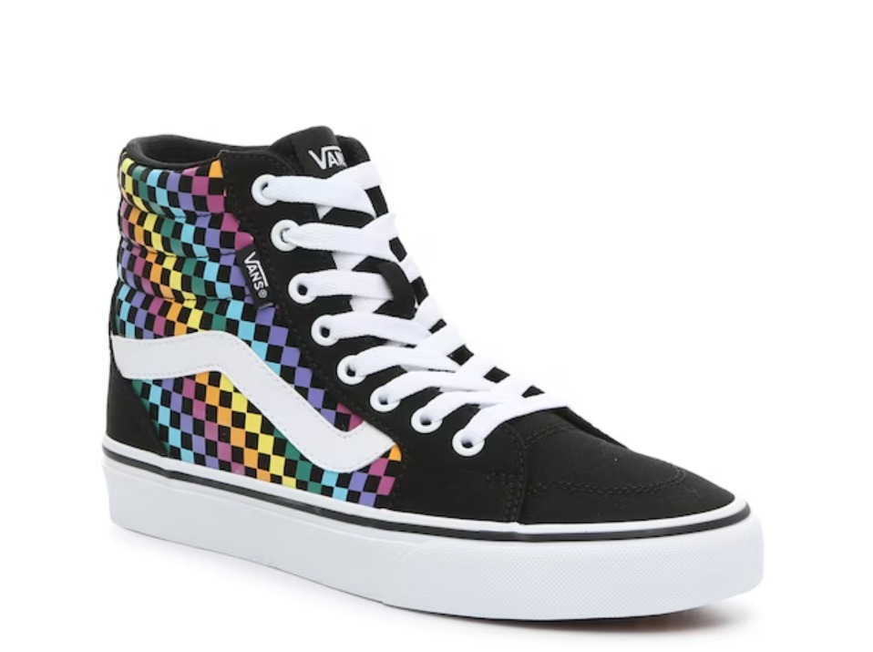 Original Vans Filmore Hi-Top Sneakers - Checkered Rainbow on Carousell