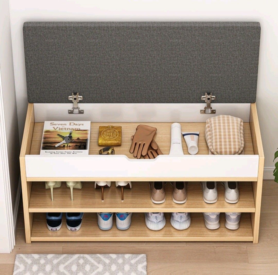 Ottoman large multi storage chair shoe rack, Furniture & Home Living ...