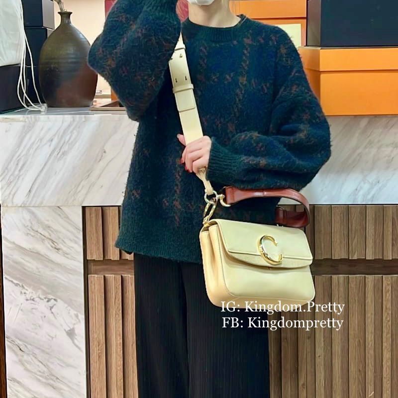 Pre-order Chloe C Logo Small Double Carry Top Handle Flap Bag, Women's ...