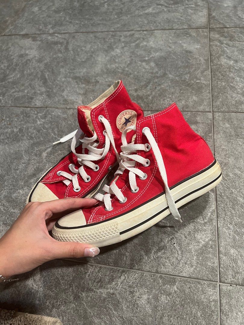 Red Converse Chuck Taylor Hi Tops, Women's Fashion, Footwear, Sneakers ...