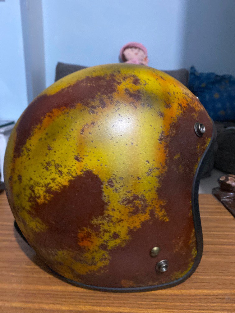 Retro rusty look helmet, Motorcycles, Motorcycle Accessories on Carousell