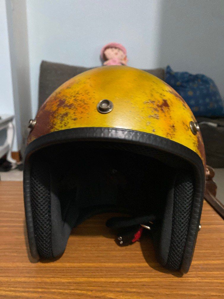 Retro rusty look helmet, Motorcycles, Motorcycle Accessories on Carousell