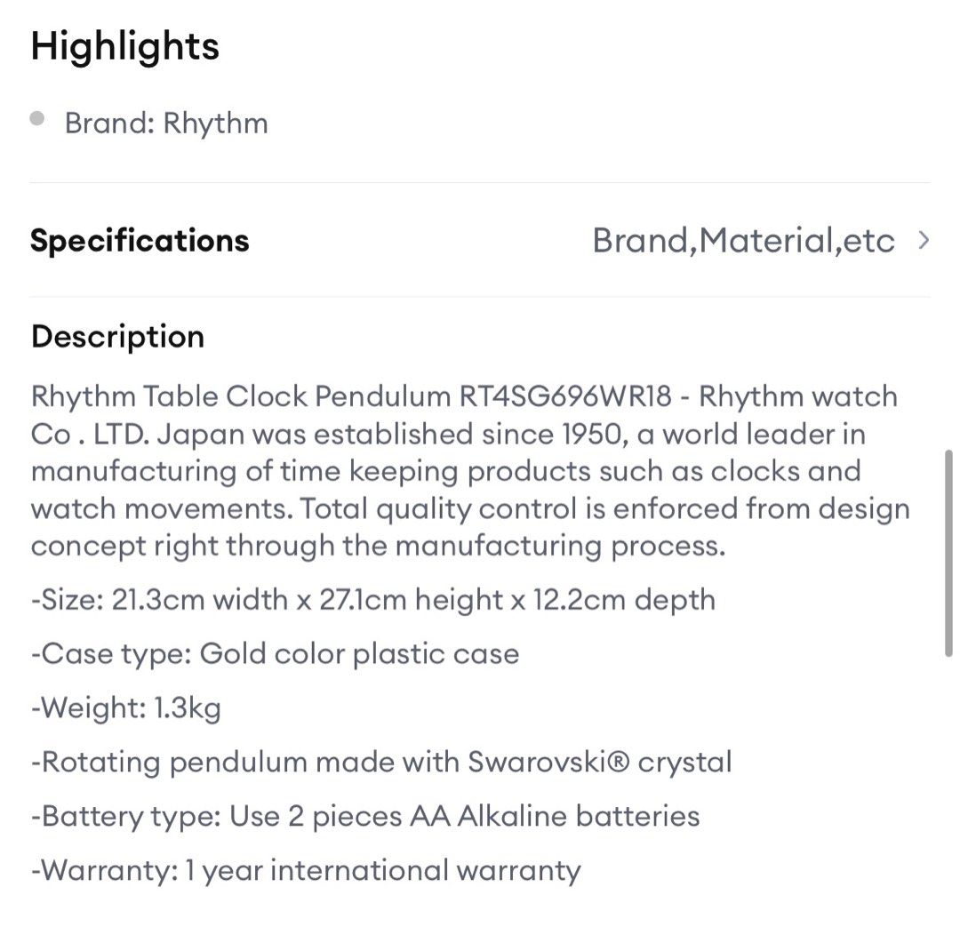 Rhythm table clock, Furniture & Home Living, Home Decor, Clocks on ...