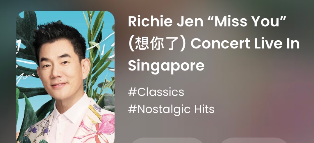 Richie Jen Miss You Concert, Tickets & Vouchers, Event Tickets on Carousell