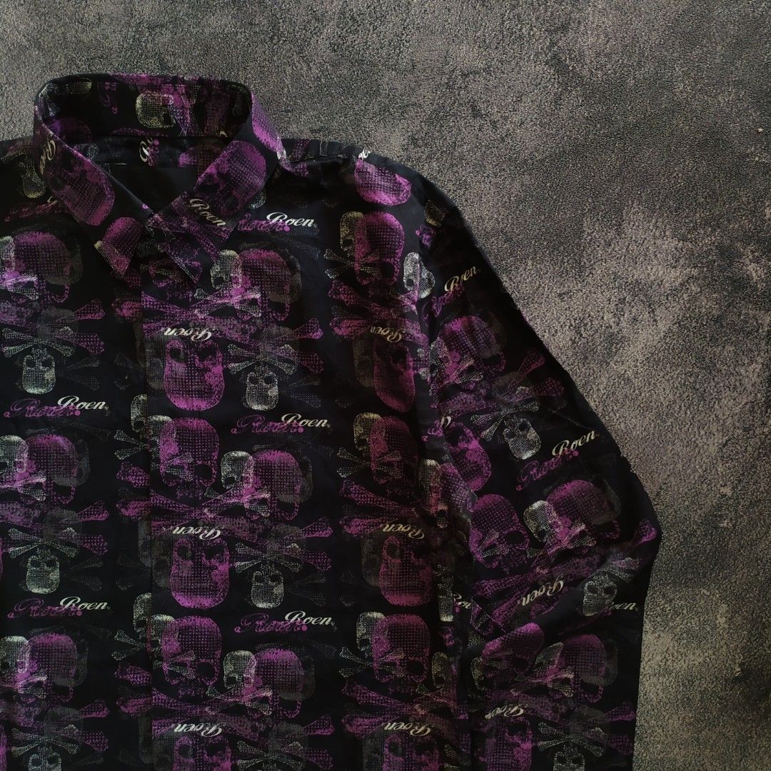 Roen X Semantic Design Full Print Skull Kemeja Japanese Brands, Fesyen ...