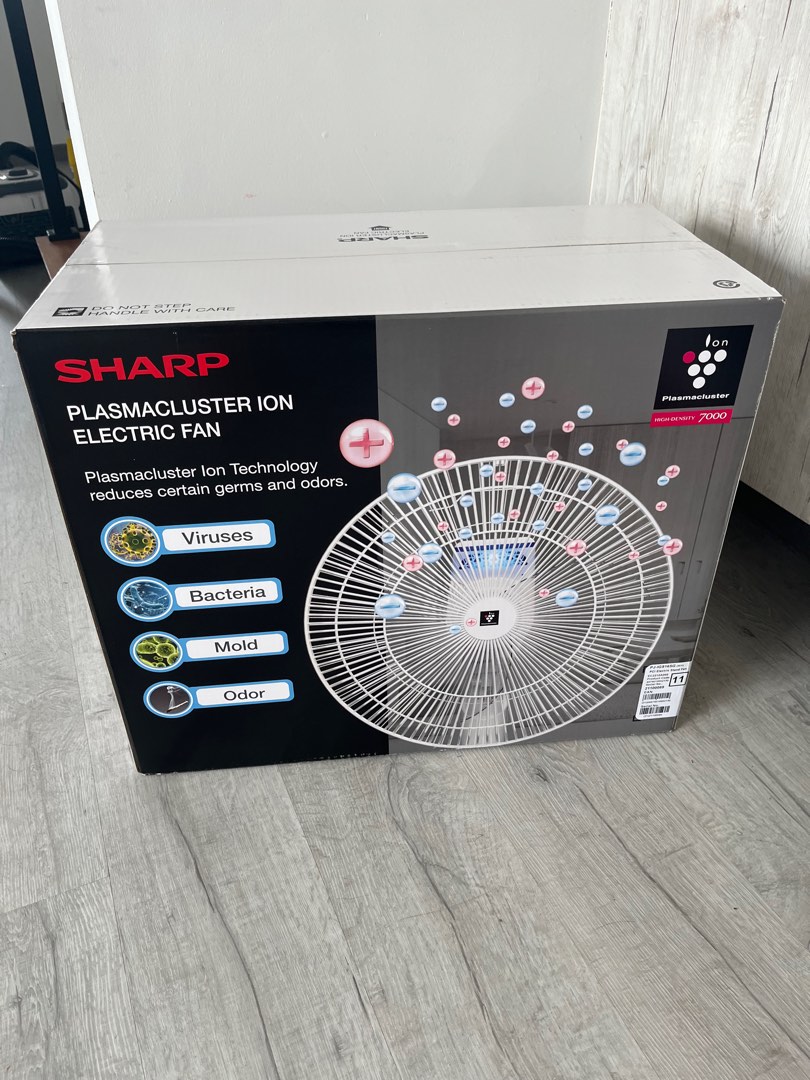 Sharp Plasmacluster ion electric standing fan (PJ-IGS16M) white ...
