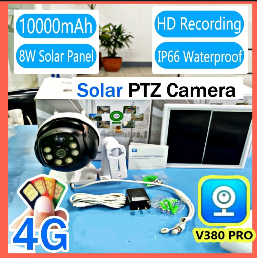 Solar CCTV Camera PTZ Outdoor PIR Night Vision CCTV With Sim Card slot ...