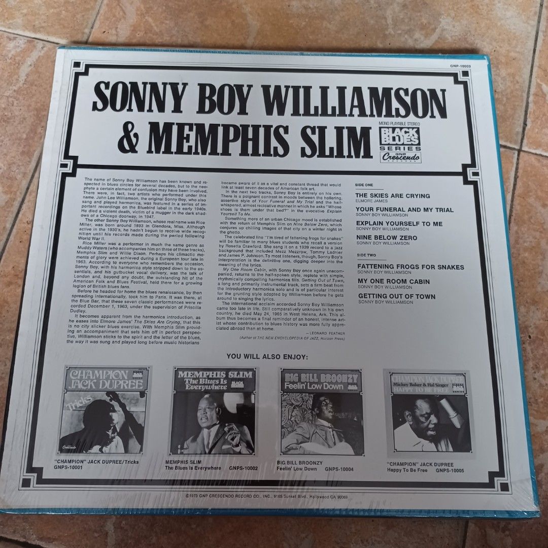 Sonny Boy Williamson & Memphis Slim-In Paris, Hobbies & Toys, Music & Media, Vinyls on Carousell