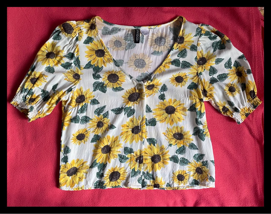 Sunflower Top, Women's Fashion, Tops, Blouses on Carousell