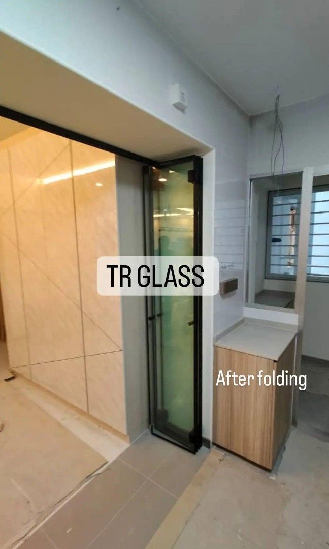 Tempered Glass Frameless Bi-Fold Door , Home Services, Others on Carousell