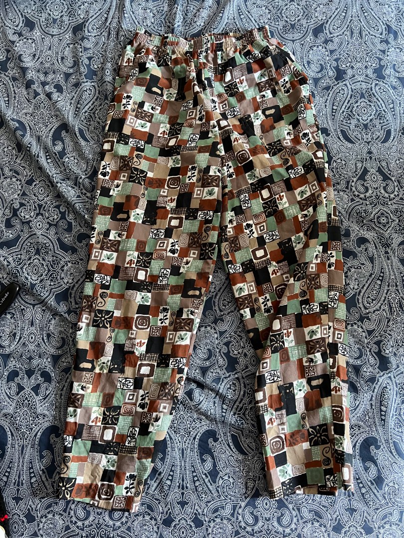 Vintage Long Patterned Pants, Women's Fashion, Bottoms, Other Bottoms ...