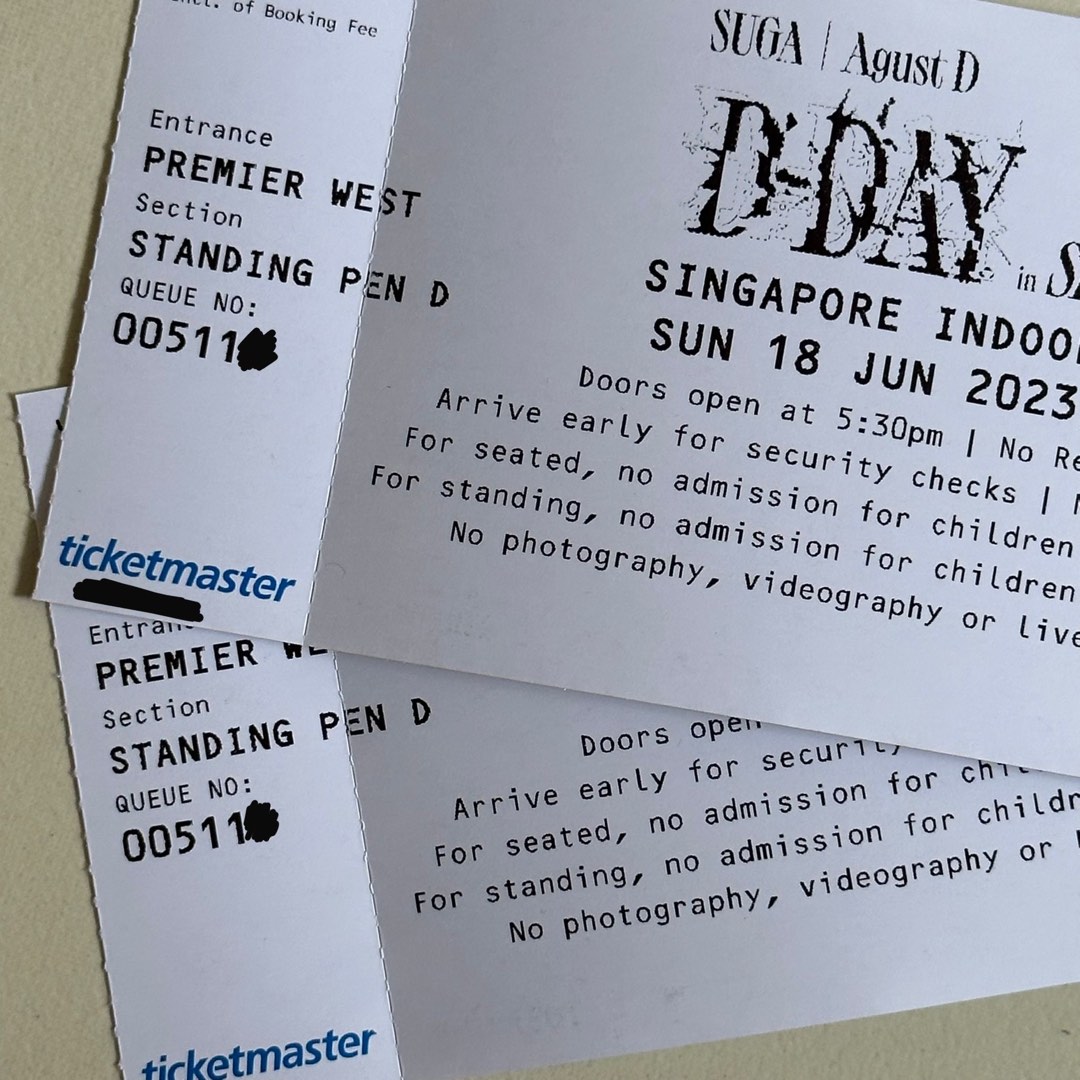 VIP Standing Pen D Suga Agust D AgustD World Tour in SG Singapore ...