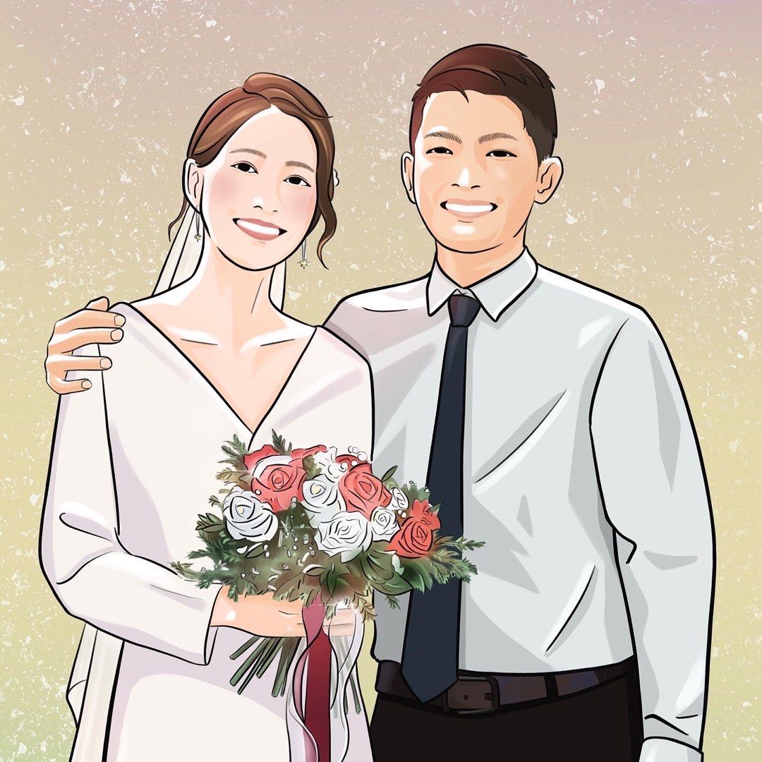 Wedding Portrait Drawing/Digital Drawing, Hobbies & Toys, Stationery ...