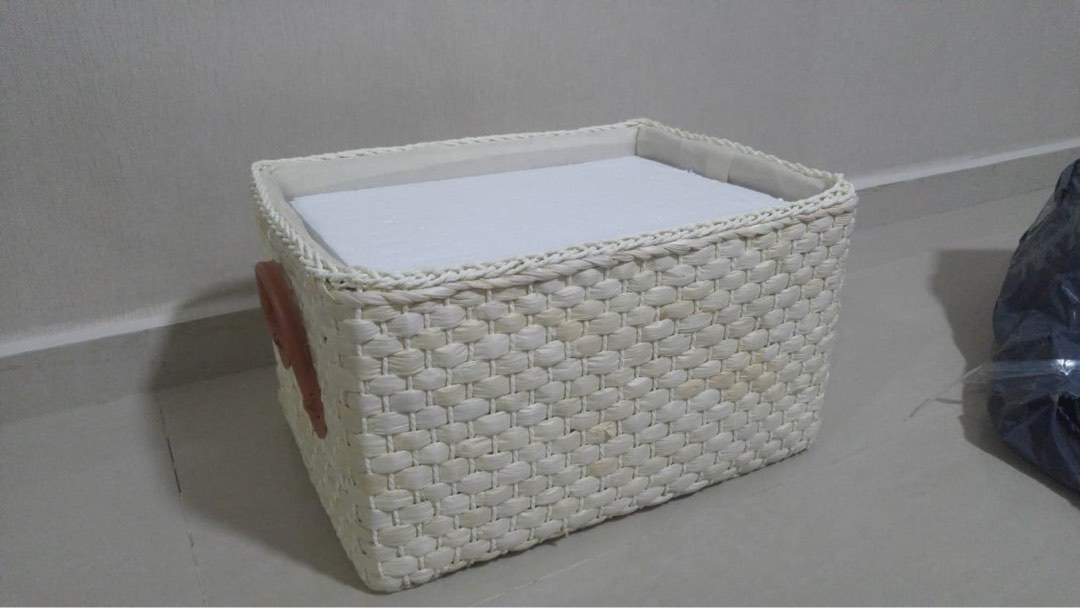 White rattan basket, Furniture & Home Living, Home Improvement ...