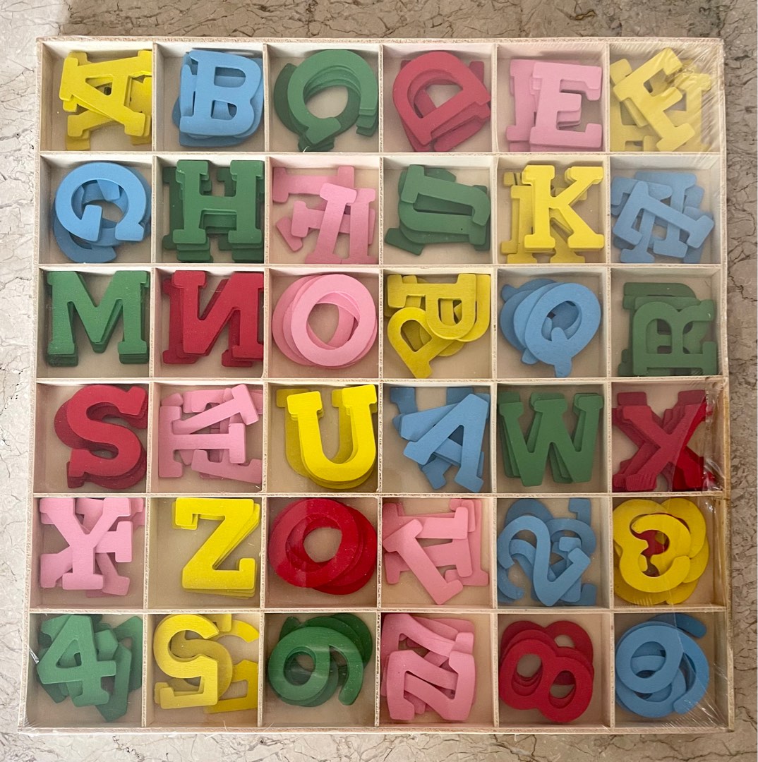 Wooden Alphabet & Numbers Set, Hobbies & Toys, Toys & Games on Carousell
