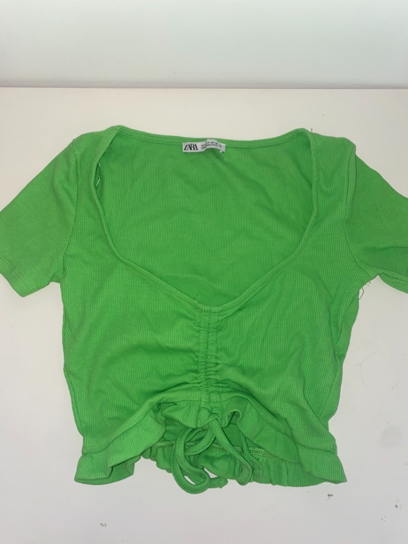 ZARA green scrunch top, Women's Fashion, Tops, Other Tops on Carousell
