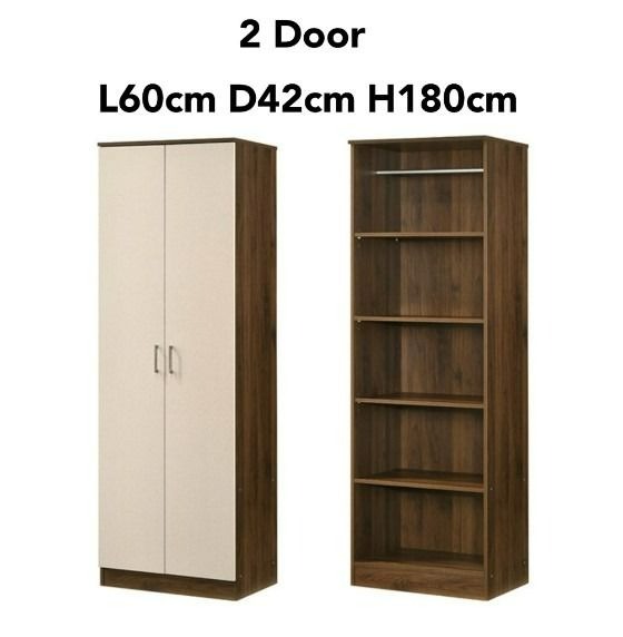 1 | 2 Door Maple Oak Wardrobe with Shelves, Furniture & Home Living ...