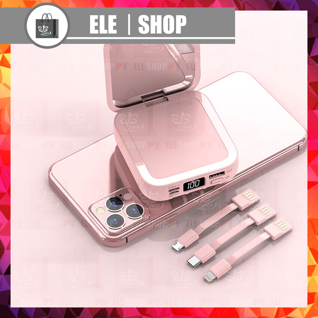 2022 newest 20000mAh 2 in 1 Makeup Mirror Mini Power Bank With Micro ...