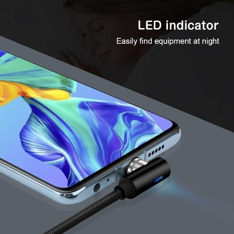 630) MAGNETIC PHONE CHARGER, LAMA 1.5M MAGNETIC USB CABLE RIGHT ANGLED ...