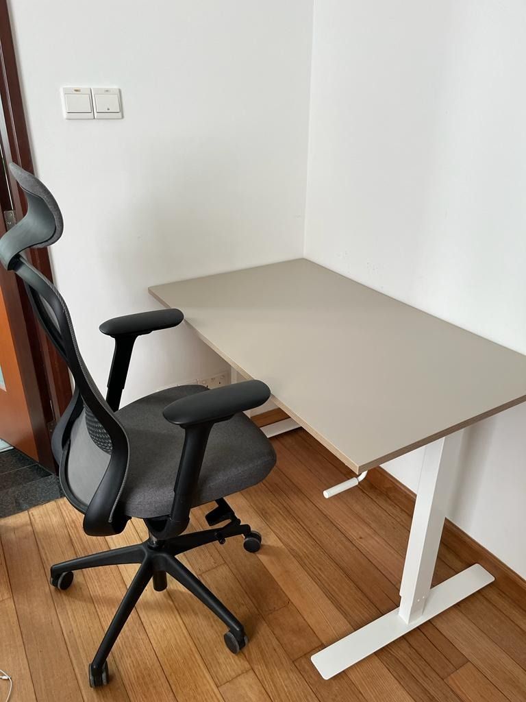 Adjustable table with ergonomic office chair, Furniture & Home Living ...