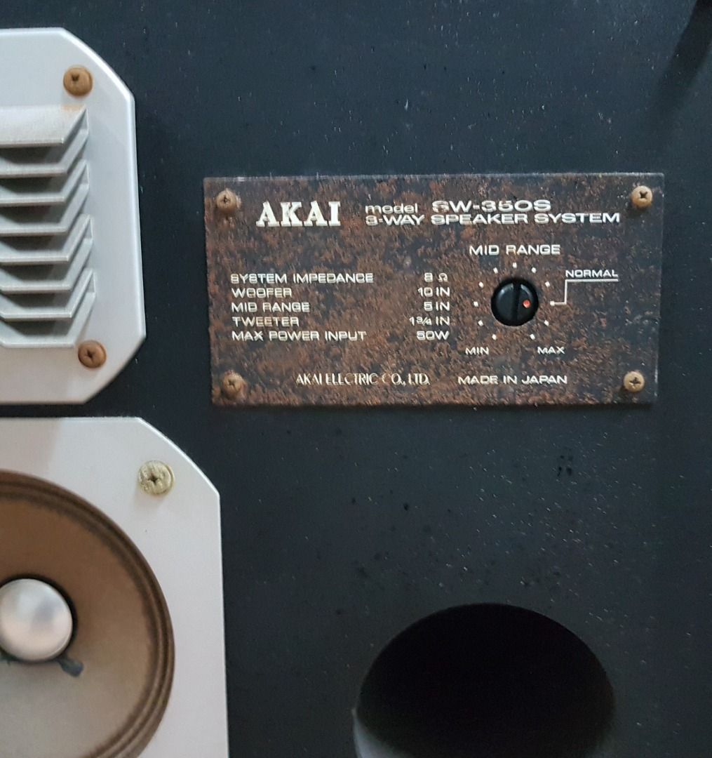 AKAI Speaker System, Made in JAPAN, Model SW-305S Speaker, ONE Professional 3-Way Loudspeaker ...
