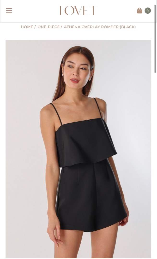 athena overlay romper in black, Women's Fashion, Dresses & Sets ...