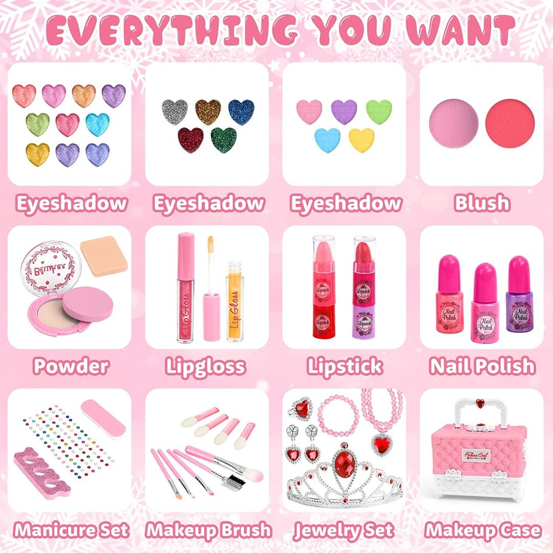 Aureyung Kids Makeup Kit for Girl, Kids, Real Set Girl Toys Birthday ...