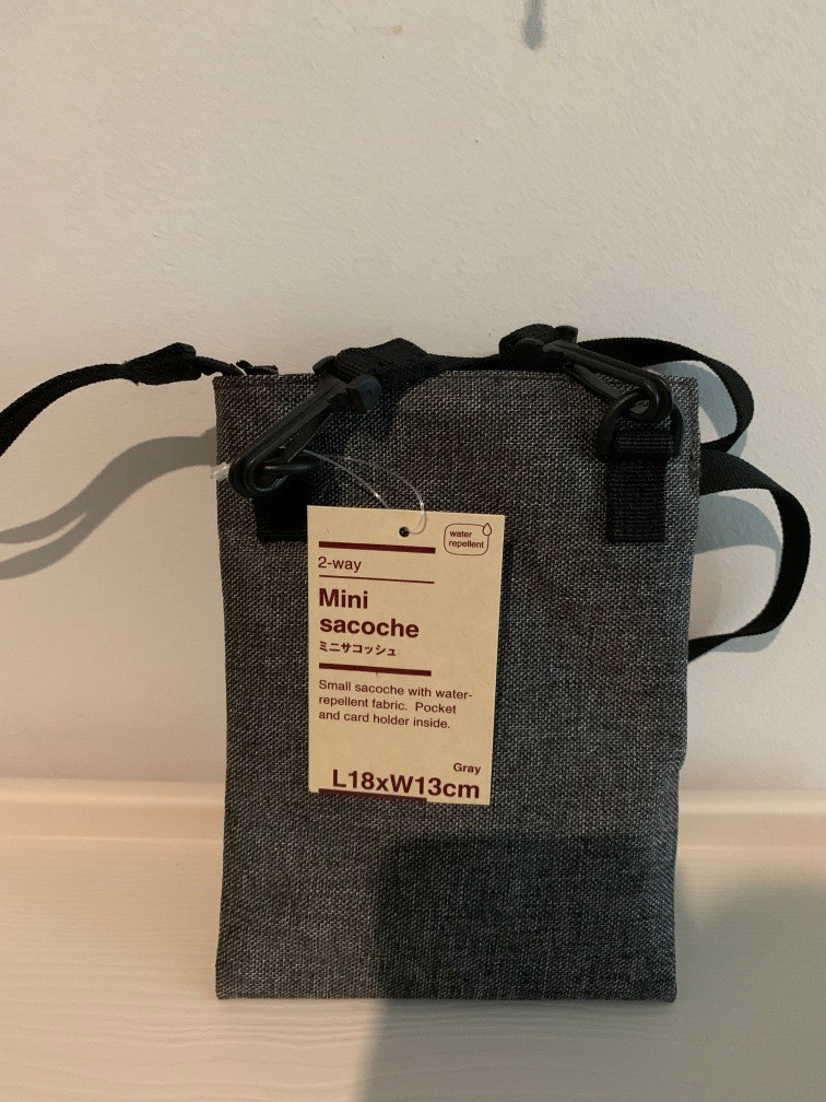 Authentic muji mini sacoche grey cross body sling bag, Women's Fashion ...