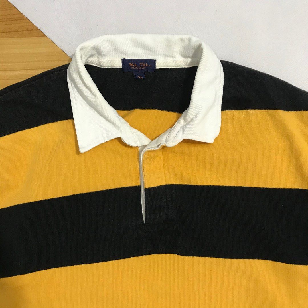 Basic style authentic vintage rugby striped polo shirt, Fesyen Pria ...